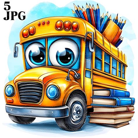 5 Cute Bus Clipart Adorable School Bus Clipart School Bus Art Cute School Supplies Classroom