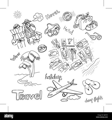 Summer Holidays Doodles Vector Illustration Stock Vector Image And Art Alamy