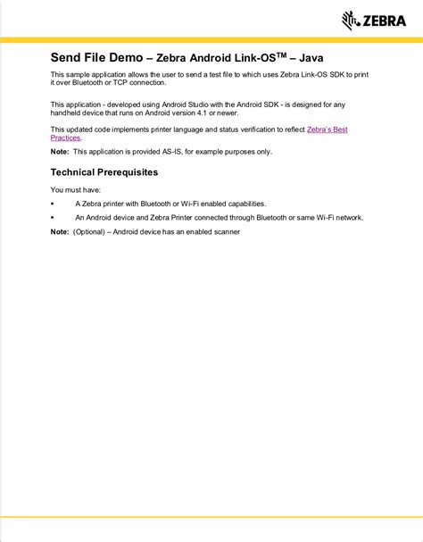 GitHub ZebraISV LinkOS Android Samples SendFileDemo An App Developed Using Android Studio