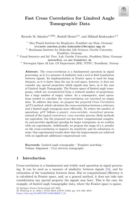 Pdf Fast Cross Correlation For Limited Angle Tomographic Data