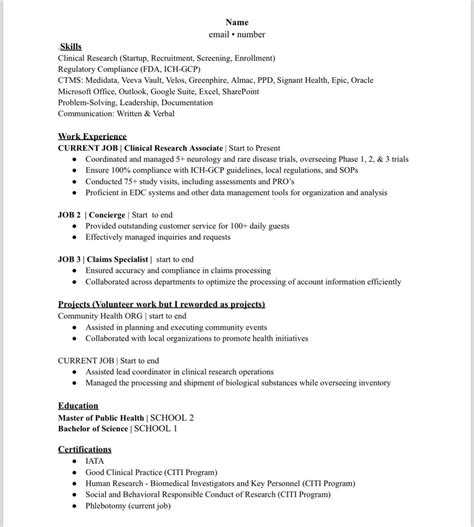 Resume Review For Crc Looking For Other Positions R Clinicalresearch