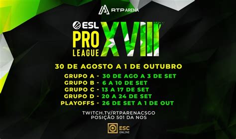 Esl Pro League 18 Passa Na Tua Rtp Arena
