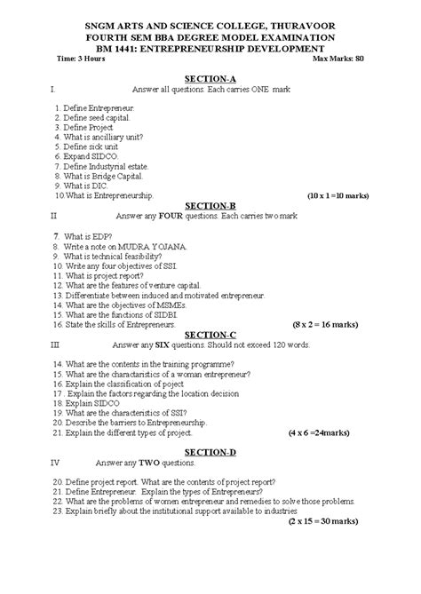 Edp New 2019 Edp Notes Sngm Arts And Science College Thuravoor