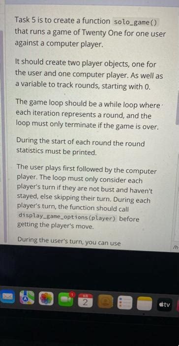 solved task 5 is to create a function solo game that runs