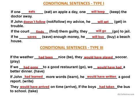 Grammar Exercises Conditionals