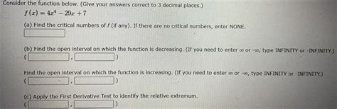 Solved Consider The Function Below Give Your Answers