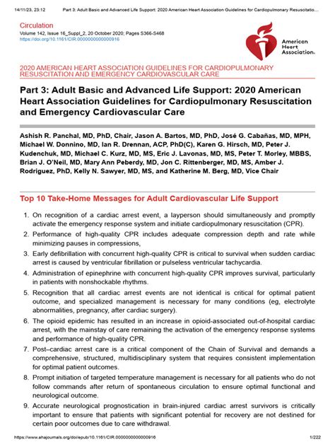 Part 3 Adult Basic And Advanced Life Support 2020 American Heart Association Guidelines For