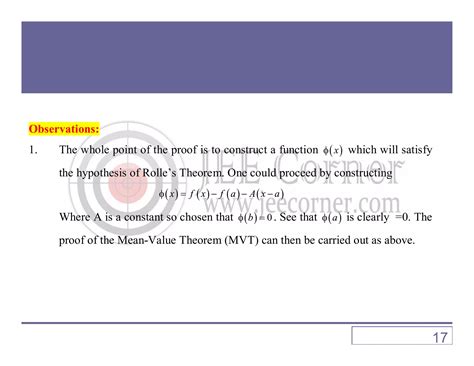 Mean Value Theorems PPT