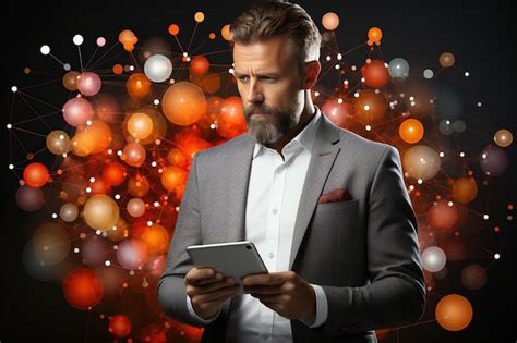 Premium Ai Image Businessman Analyzes Profitability Of Working Companies With Digital