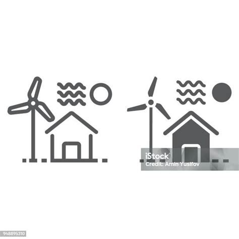 집 풍차 라인과 문자 모양 아이콘 부동산과 가정 생태 기호 벡터 그래픽 흰색 배경 Eps 10에 선형 패턴 0명에 대한 스톡 벡터 아트 및 기타 이미지 Istock