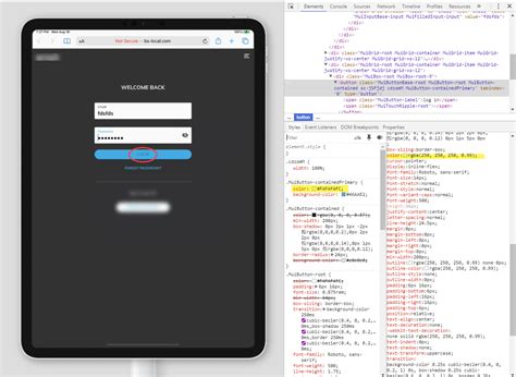 ios why color css rule is not being applied on button element when