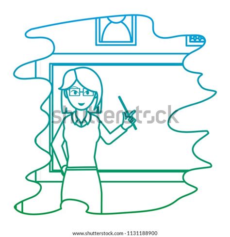 Line Teacher Explaning Lesson School Classroom Stock Vector Royalty