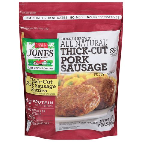 Jones Dairy Farm Pork Sausage Thick Cut All Natural Golden Brown