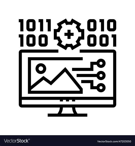 Ai Image Generation Future Technology Line Icon Vector Image