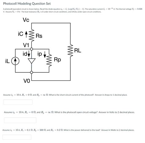 Solved Photocell Modeling Question SetA Photocell Equivalent Chegg Com