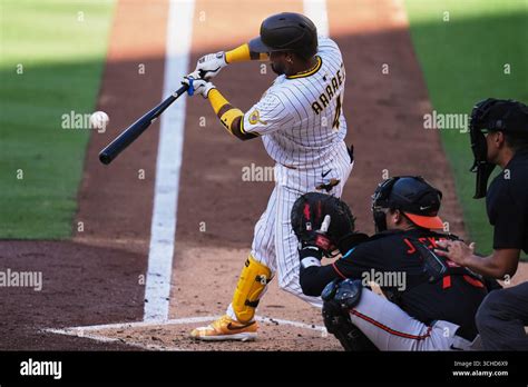 San Diego Padres Luis Arraez Hits An Rbi Single During The Second