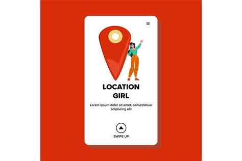 Gps Location Girl Share In Internet Online Vector