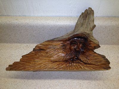 Tree Wood Face Carvings Carved Ornament Art Folk L Holloway