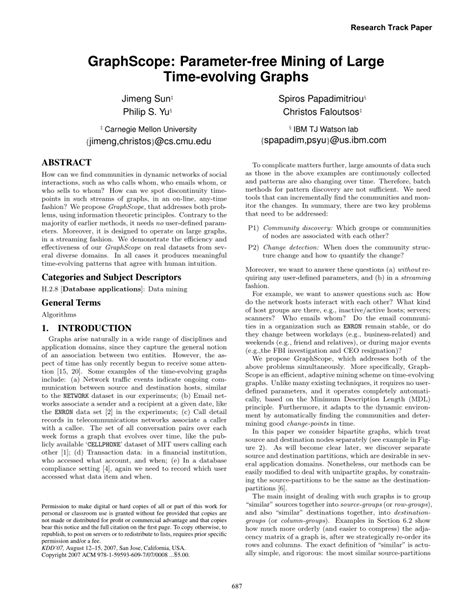 Pdf Graphscope Parameter Free Mining Of Large Time Evolving Graphs