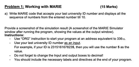 Solved Problem 1 Working With Marie 15 Marks A Write