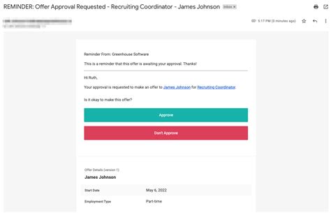 Send An Approval Reminder To An Offer Approver Greenhouse Support