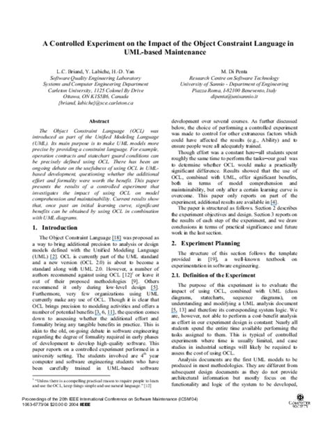 Pdf A Controlled Experiment On The Impact Of The Object Constraint