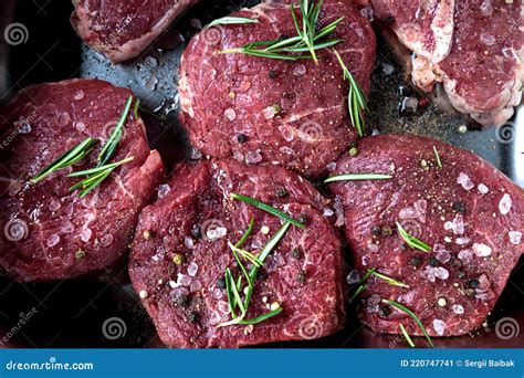 Filet Mignon Beaf Steak Raw Butcher Meat Top View Stock Image Image