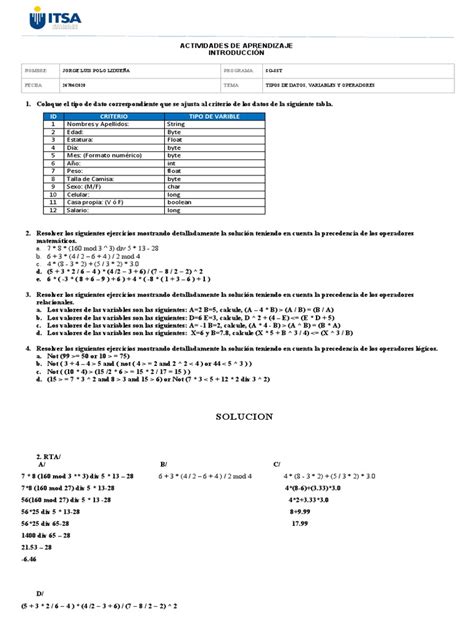 tipos de datos variables y operadores pdf lógica matemática