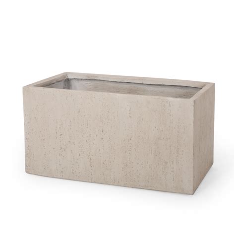 Bailor Outdoor Cast Stone Rectangular Planter White