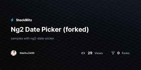 Ng2 Date Picker Forked Stackblitz