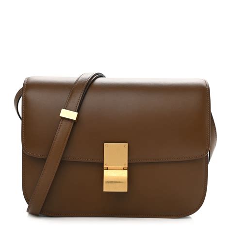 Celine Box Calfskin Medium Classic Box Flap Bag Camel 1003162