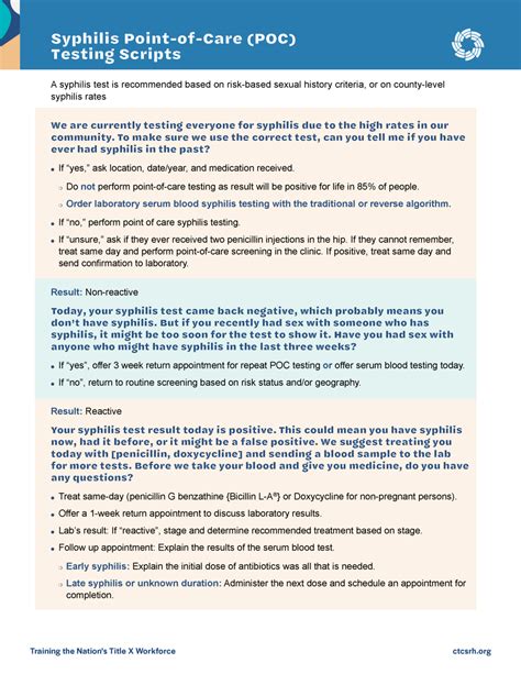 Syphilis Point Of Care Testing Scripts The Clinical Training Center For Sexual And Reproductive