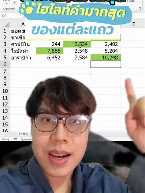 Excel ไฮไลท์ค่ามากสุดในแถว