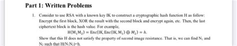 solved part 1 written problems 1 consider to use rsa with