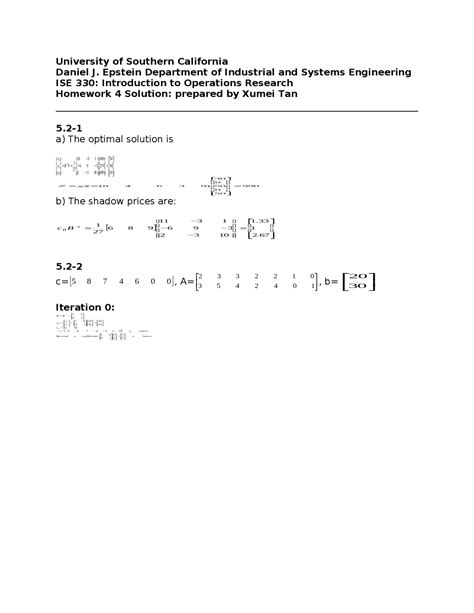 Questions With Solutions In Homework 4 Ise 330 Docsity