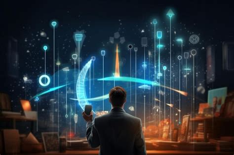 Premium Ai Image Analytical Businessman Interprets Virtual Graphics