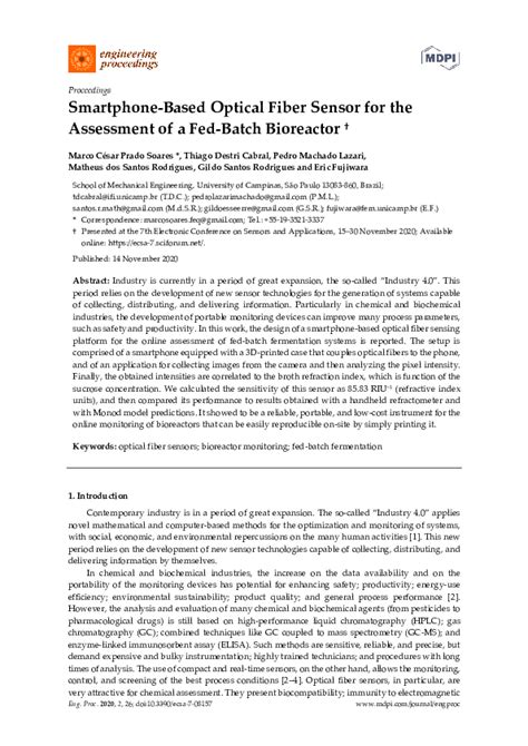 Pdf Smartphone Based Optical Fiber Sensor For The Assessment Of A Fed Batch Bioreactor