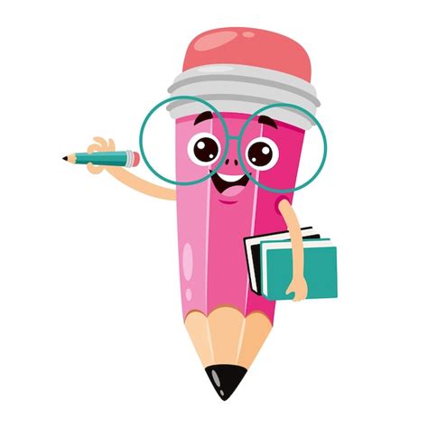 Dibujo De Dibujos Animados De Un Personaje De Lápiz Vector Premium