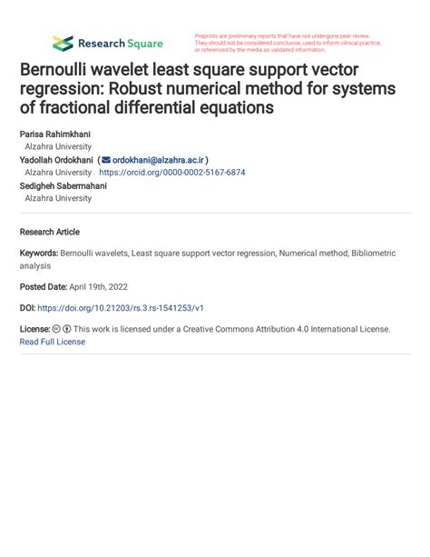 Pdf Bernoulli Wavelet Least Square Support Vector Regression Robust
