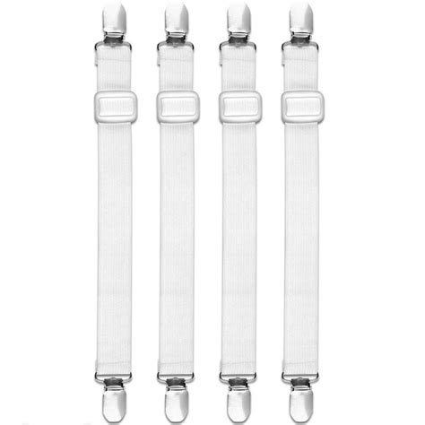 Комплект от 4 еластични ленти за фиксиране на чаршафи Jenuos® с метални скоби регулируеми