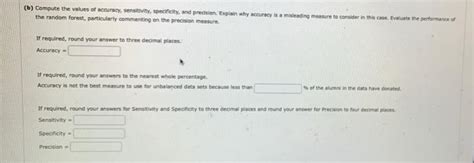 Solved 6 Compute The Values Of Accuracy Sensitivity
