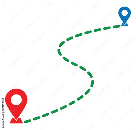 Route Icon Between Two Points With Dotted Path And Location Pin