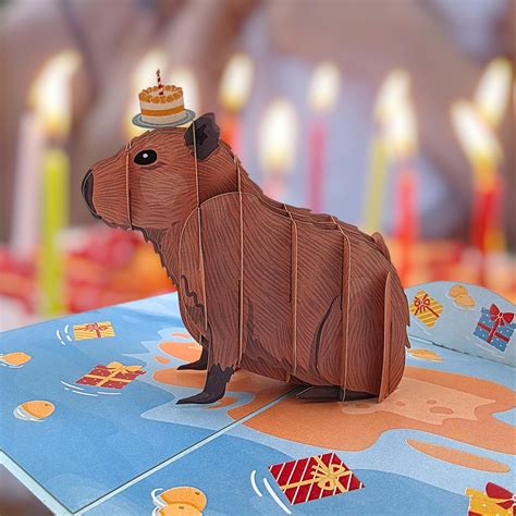 A Capybara Capy Birthday Pop Up Card Etsy