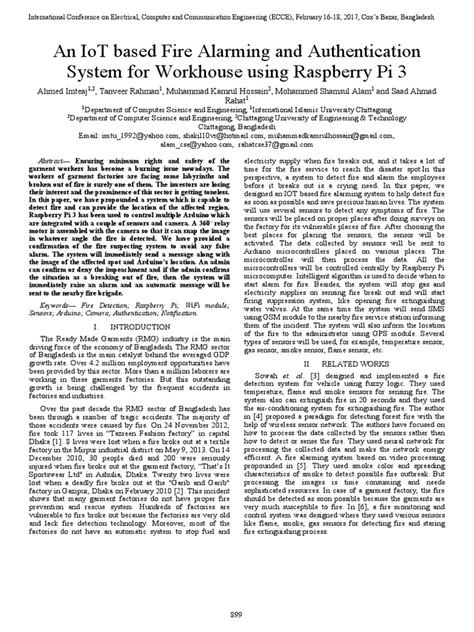 An Iot Based Fire Alarming And Authentication System For Workhouse