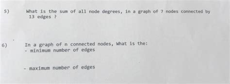 Solved 5 What Is The Sum Of All Node Degrees In A Graph Of