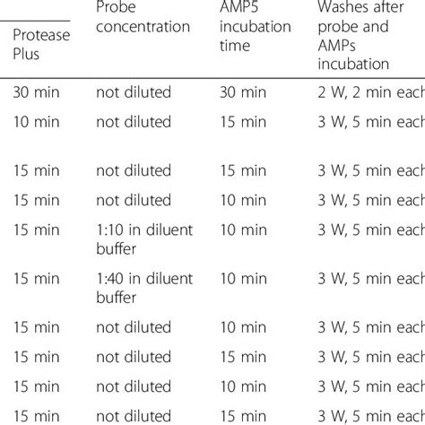 Rnascope® In Situ Hybridization Conditions Tested For Protocol Definition Download Table