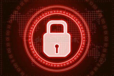 Digital Red Lock Icon Interface Stock Illustration Illustration Of