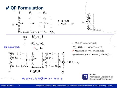 Ppt Miqp Formulation For Variable Selection In Self Optimizing