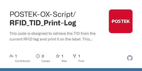GitHub POSTEK OX Script RFID TID Print Log This Code Is Designed To Retrieve The TID From The