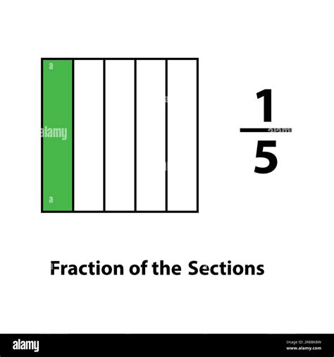The Fraction Of The Pie Is Divided Into Slices 1 By 5 Fractions For Vector Flat Outline Icon